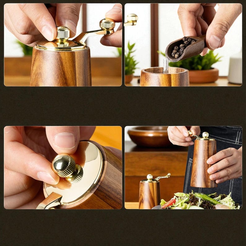 Solid Wood Hand-crank Pepper Grinder, Kitchen Gift - Etsy
