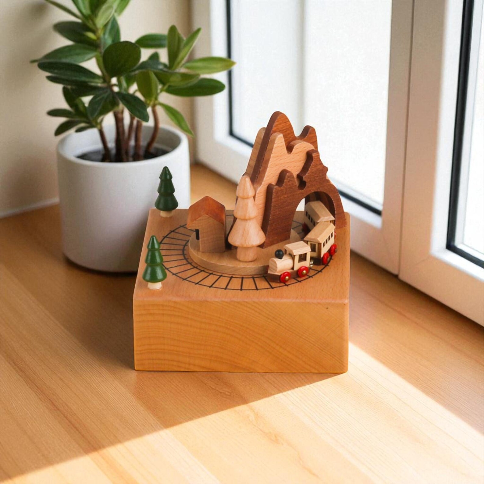 Handmade Wooden Carousel Train Music Box: Whimsical Spring Decor - Etsy