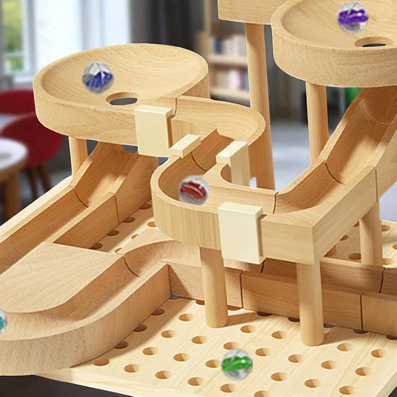 Wooden Marble Run Toy: Montessori STEM Learning, DIY Construction - Etsy