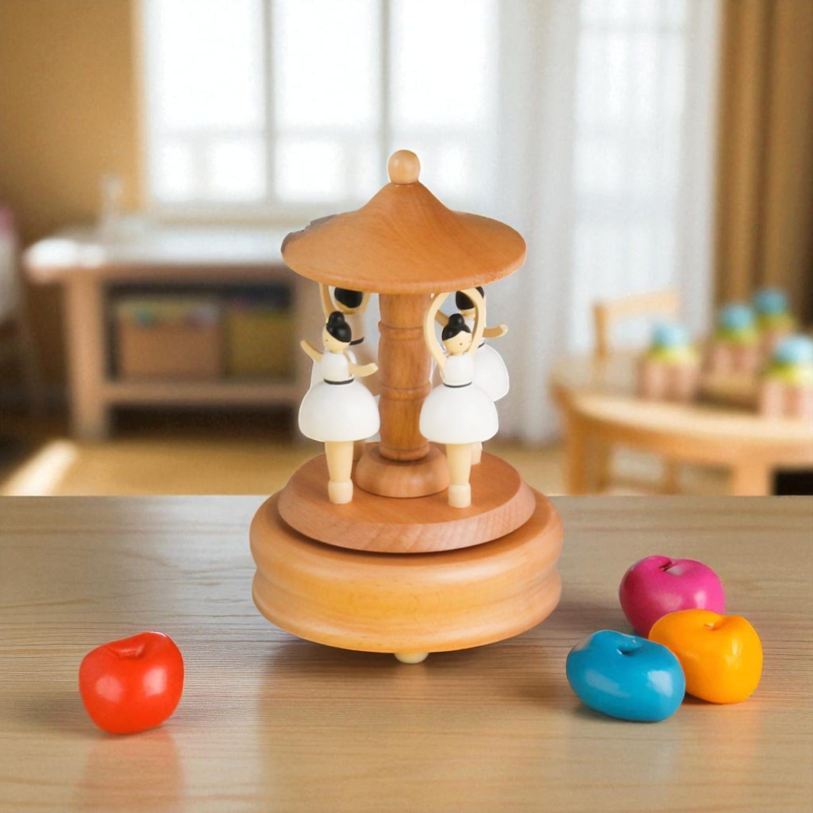 Handmade Wooden Carousel Train Music Box: Whimsical Spring Decor - Etsy