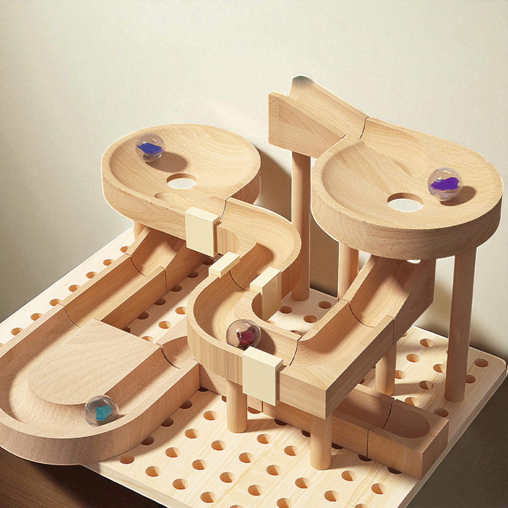 Wooden Marble Run Toy: Montessori STEM Learning, DIY Construction - Etsy