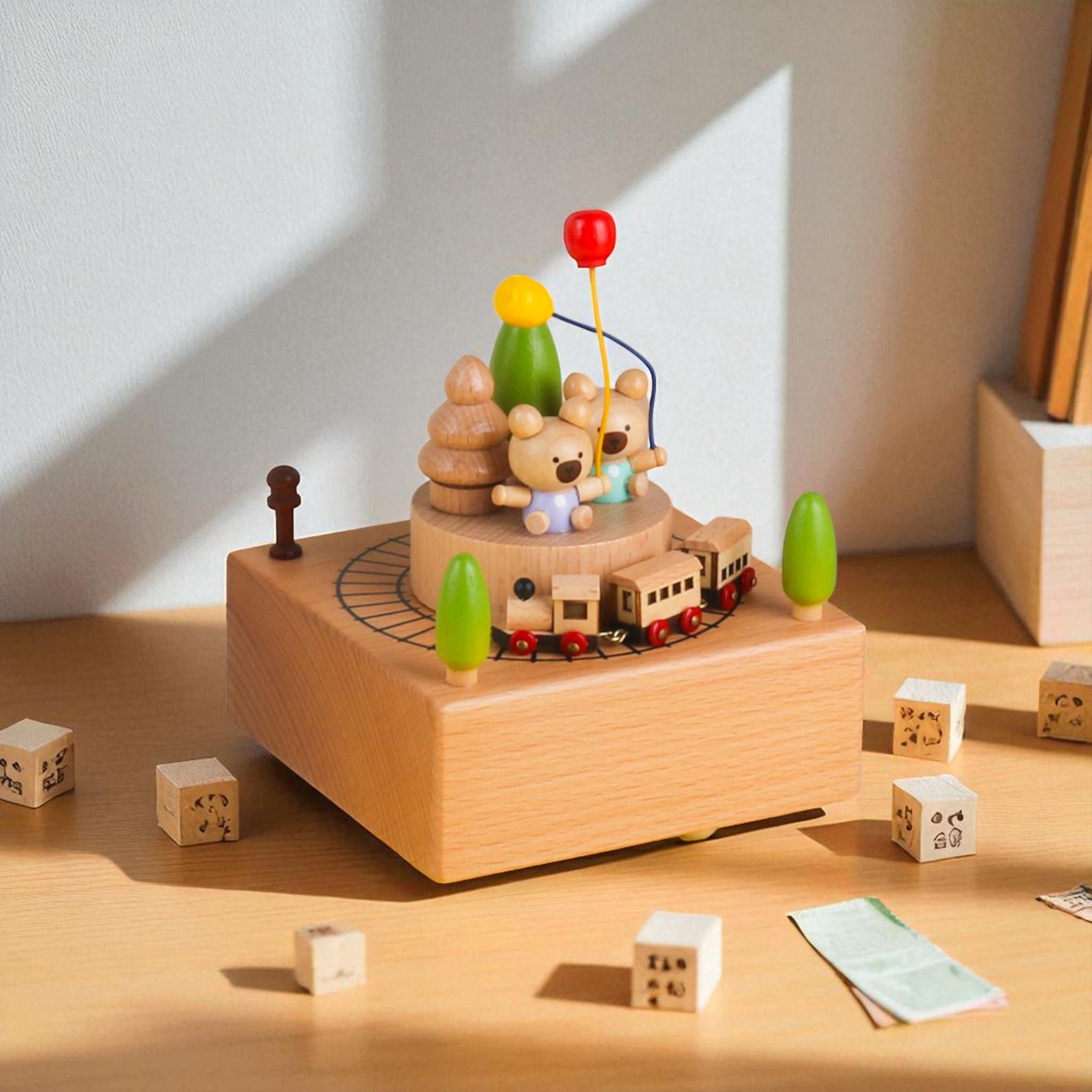 Handmade Wooden Carousel Train Music Box: Whimsical Spring Decor - Etsy