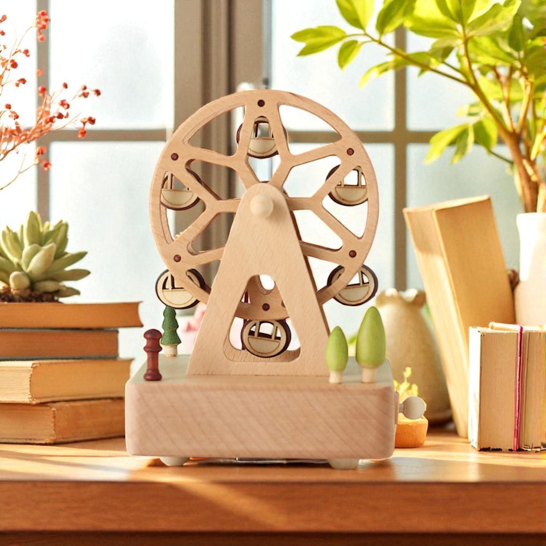 Handmade Wooden Ferris Wheel Music Box: Vintage Home Decor - Etsy