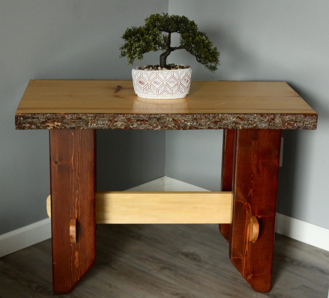 Japanese Style Console Table – Solid Wood Live Edge Entryway Table - Etsy