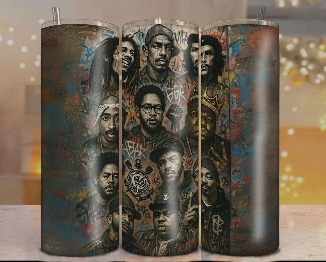 Hip Hop Legends Tumbler Wrap: Rap Icon Graffiti Design (PNG Digital ...