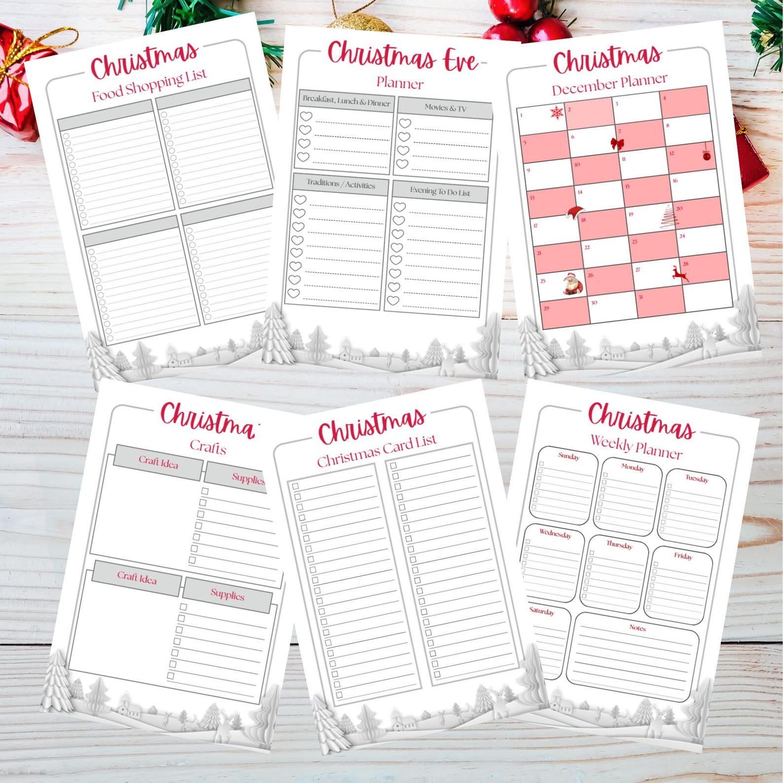 Printable Christmas Planner - Holiday Organizer PDF - Gift Tracker ...