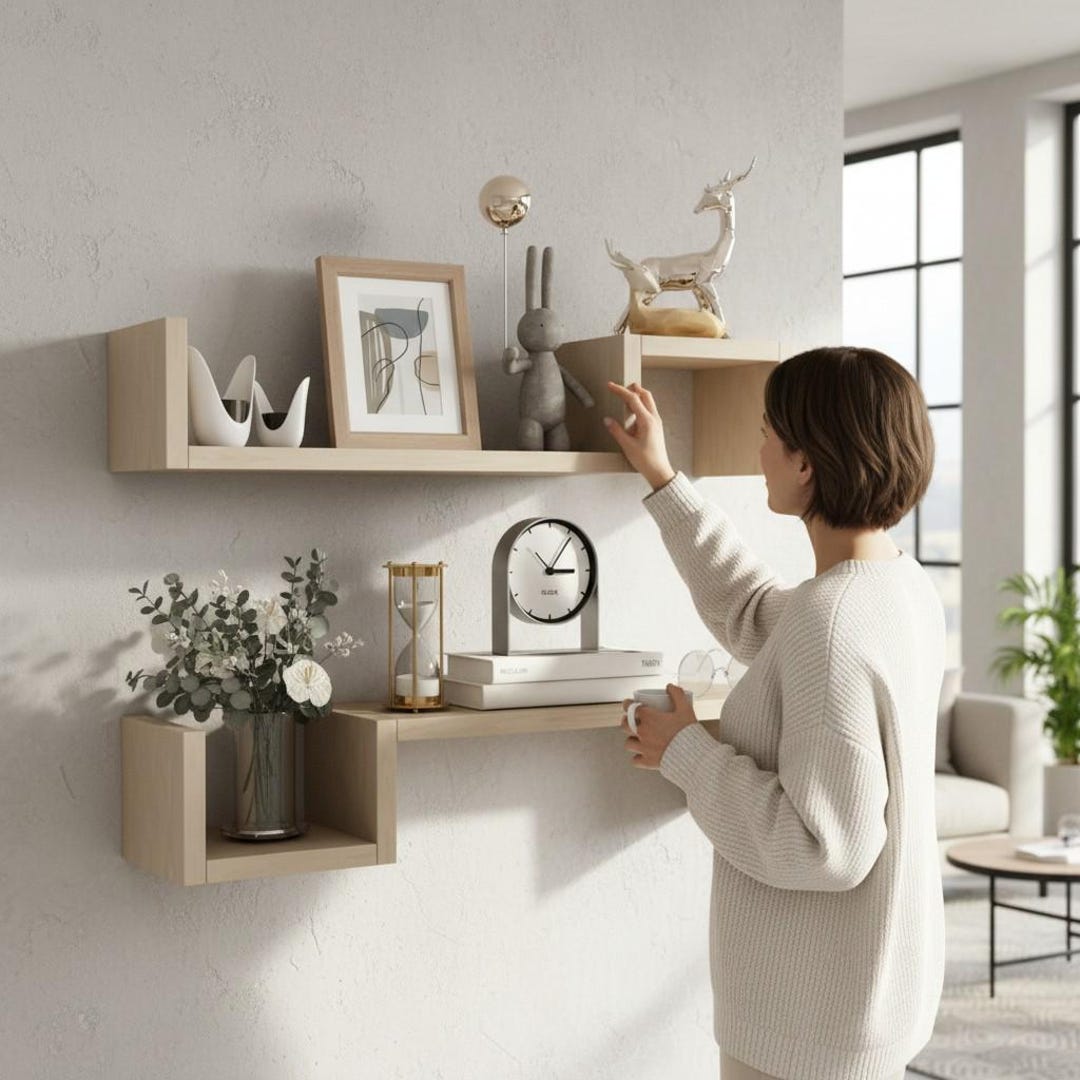 Floating Wall Shelf Partition With Strong Load Bearing Design Easy ...