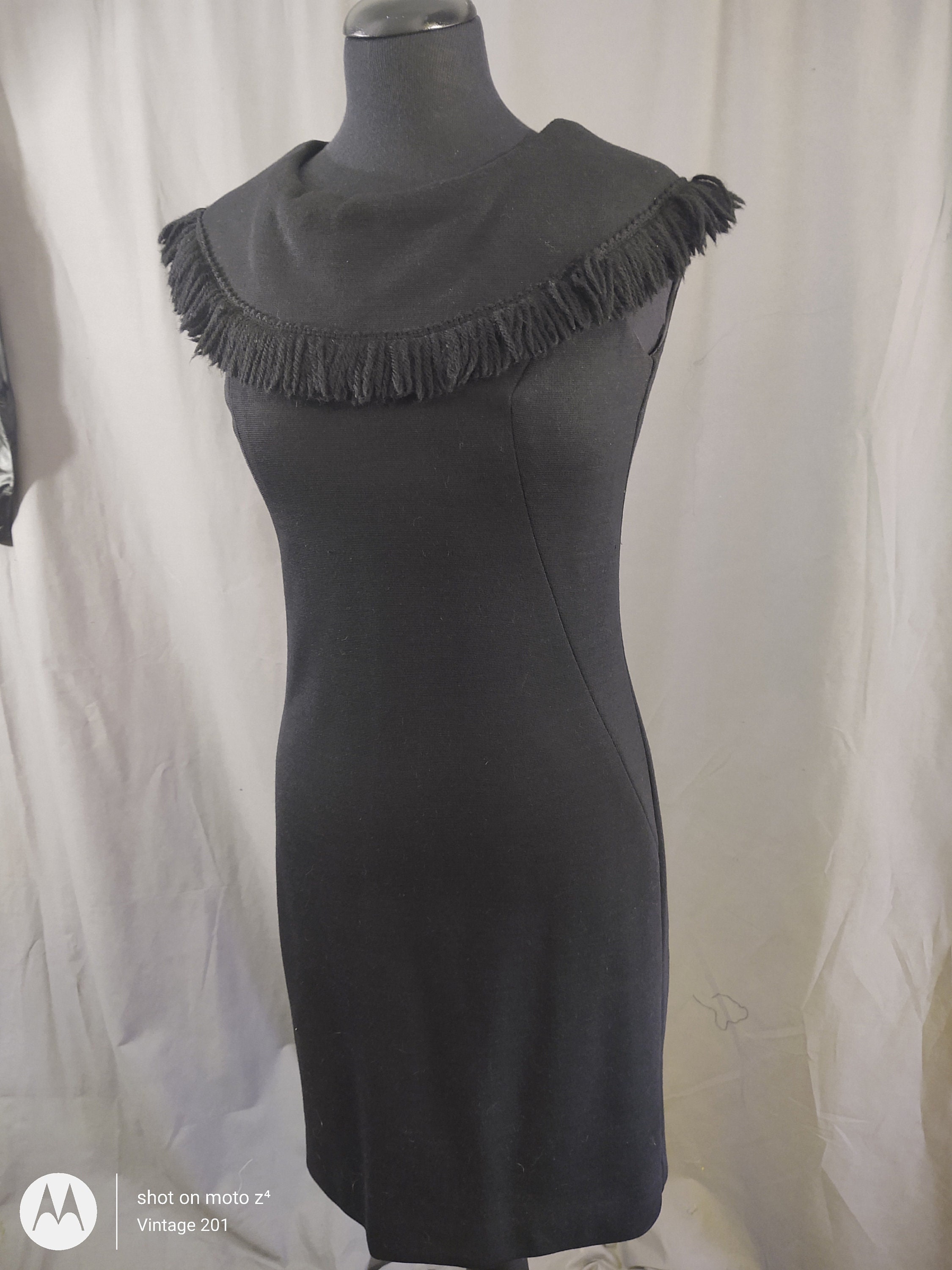 1960s Wool Large Fringe Cowl Collar Shift Dress - Etsy