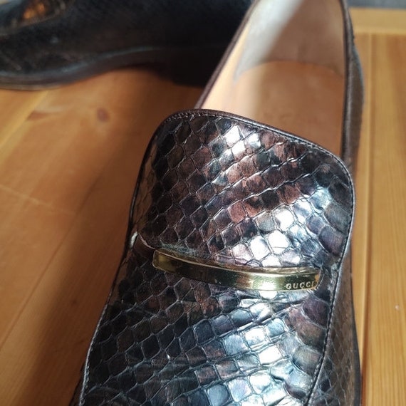 Gucci Runway Vintage Python Skin Loafers Brown irides… - Gem
