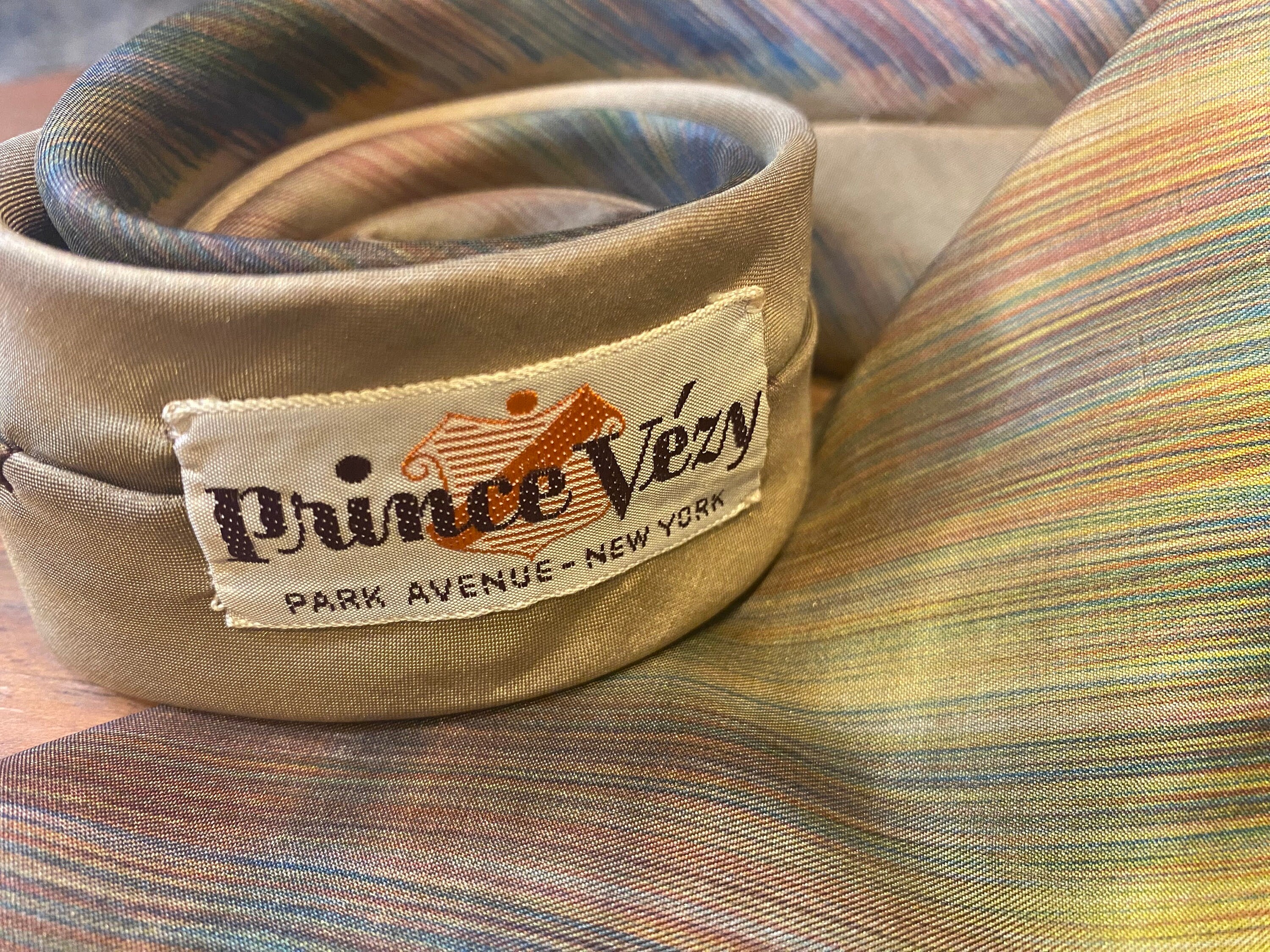 Vintage 1940s Wide Silk Hand Painted Prince Vezy Deluxe Necktie 40s ...