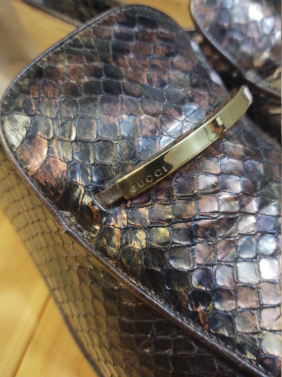 Gucci Runway Vintage Python Skin Loafers Brown irides… - Gem