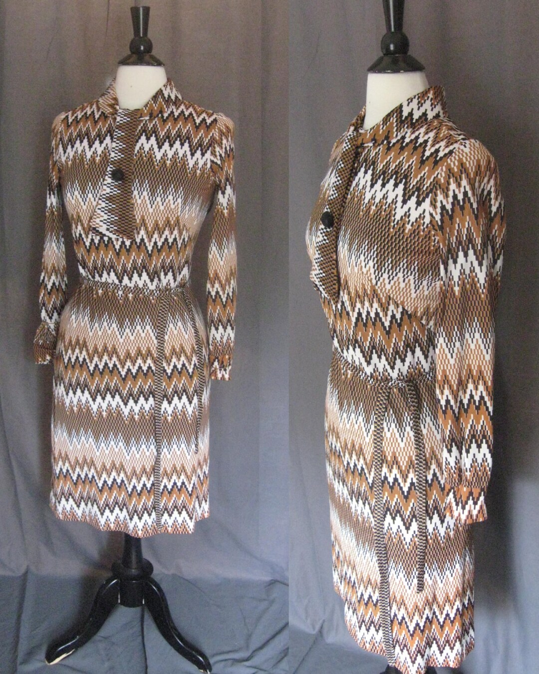 Vintage 70s Zig Zag Mini Dress: Missoni-esque Ascot, Size Medium - Etsy