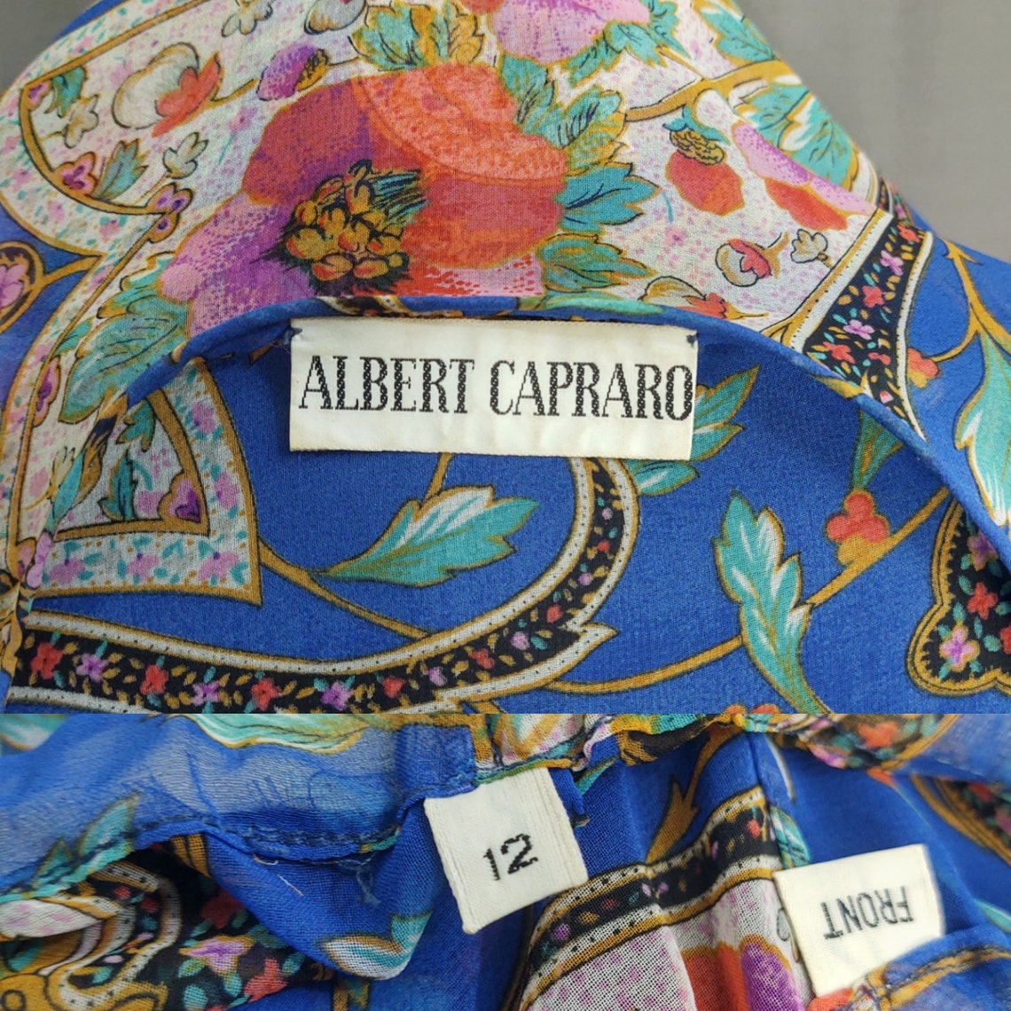 Albert Capraro Sheer Floral Print Pant Suit / Ensemble / - Etsy