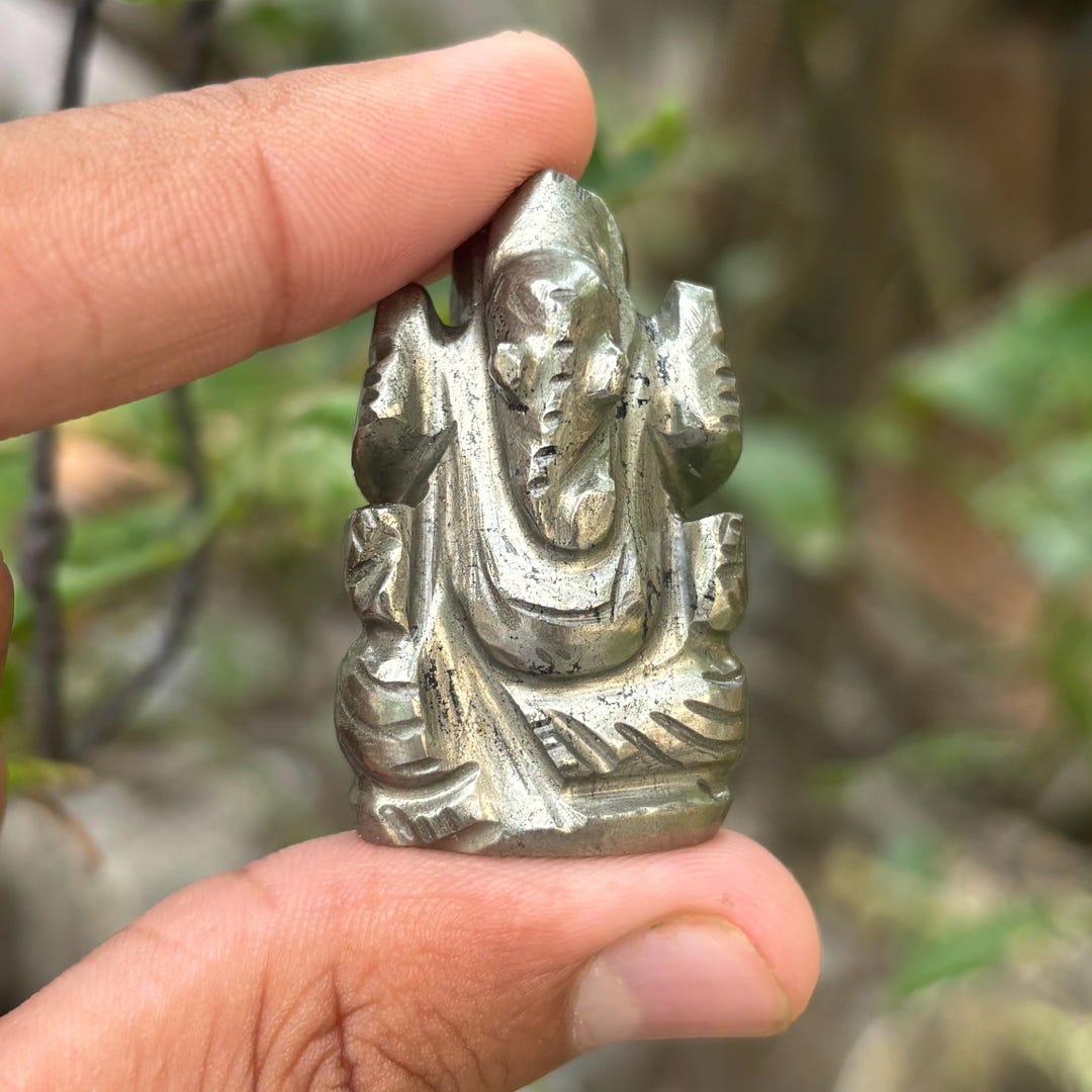Hand Carved Pyrite Ganesha Statue: Hindu God Idol, Temple Decor - Etsy