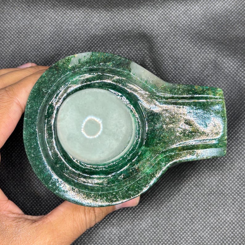 Green Jade Shivling Margaj Base Yoni and Attached Sphatik Shiva Lingam ...