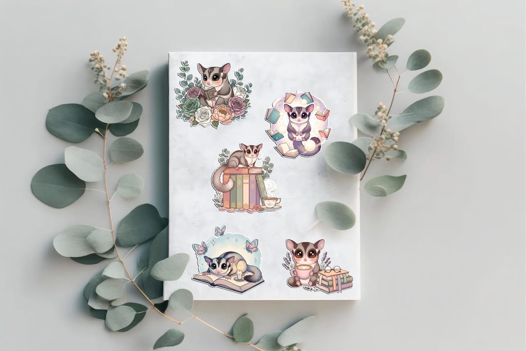 Kawaii Phalanger Bookish Digital Stickers | Printable Cute Chibi ...