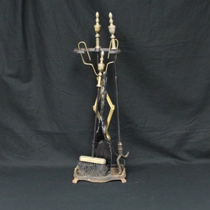 Vintage Rustic 5 Piece Fireplace Tool Set With Cast Iron Base (V588) - Etsy
