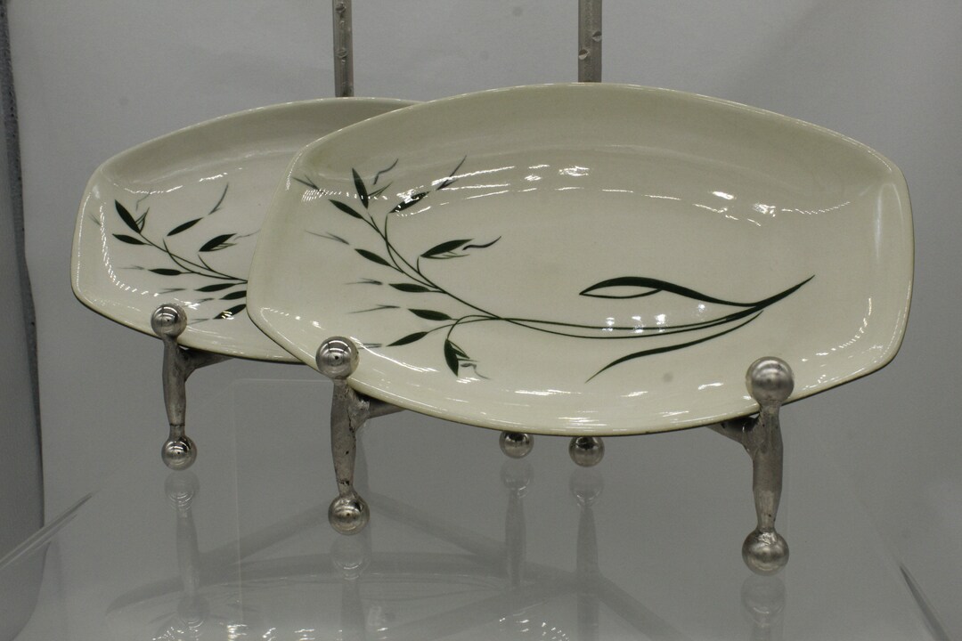 Vintage Winfield Oats Pattern Green on Cream Serving 9" Platter Set of ...