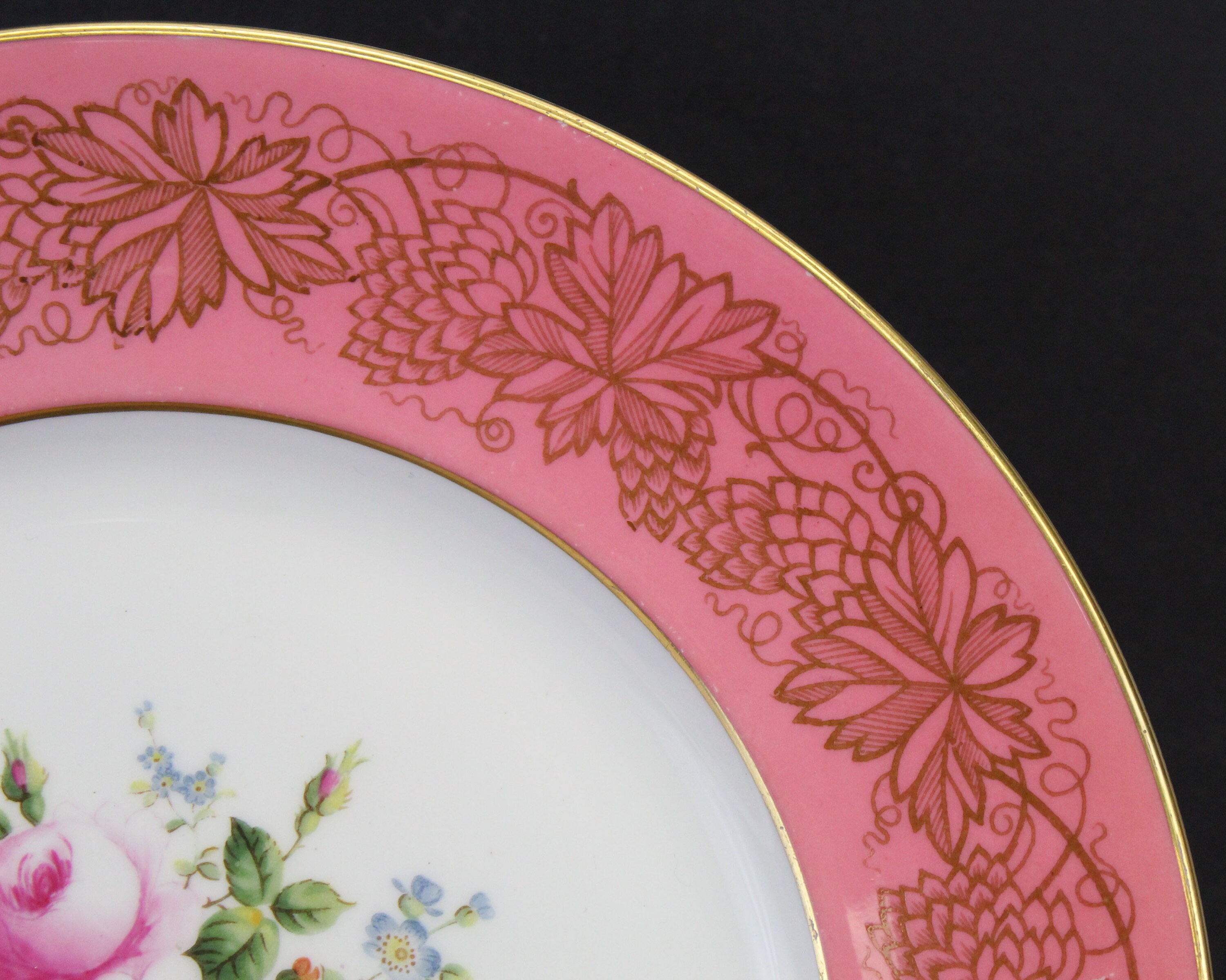 Vintage Pink Floral 'piccadilly' Plate With Gold Filigree Edge (E12867 ...
