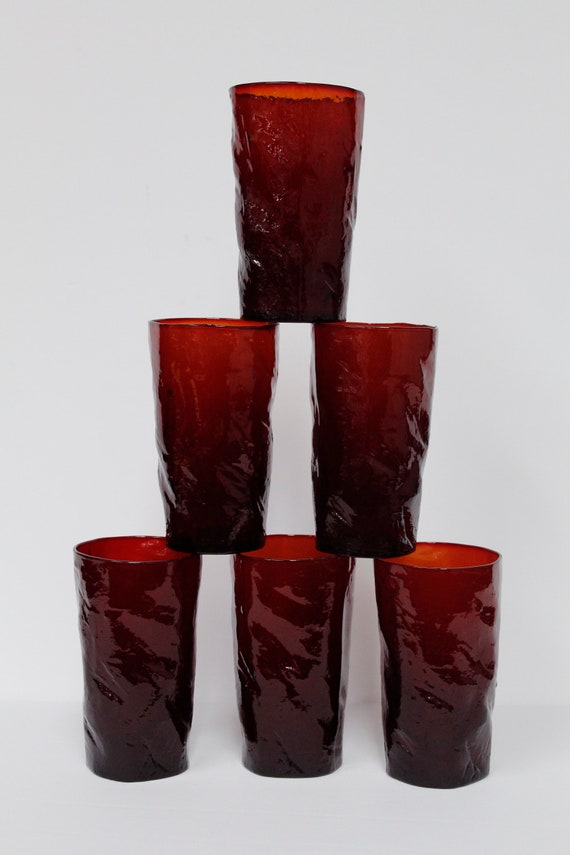 Vintage Seneca Driftwood Ruby Red Tumblers Set of Six E11229 - Etsy