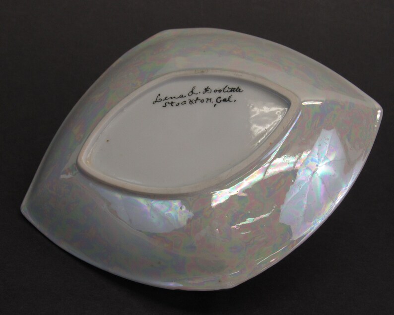Vintage Pastel Iridescent Diamond Shaped Candy Dish With Silver Handle ...