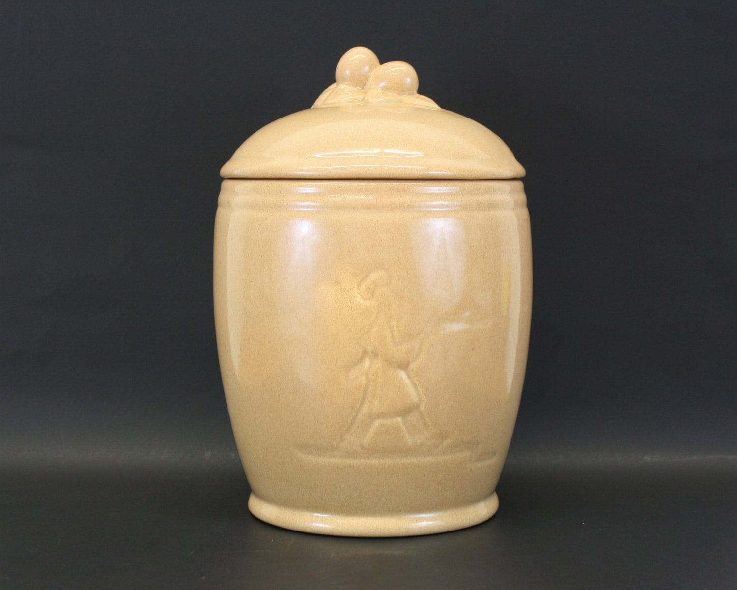 Vintage Pottery Cookie Jar with Chef Imprint and Fruit Handle | Etsy