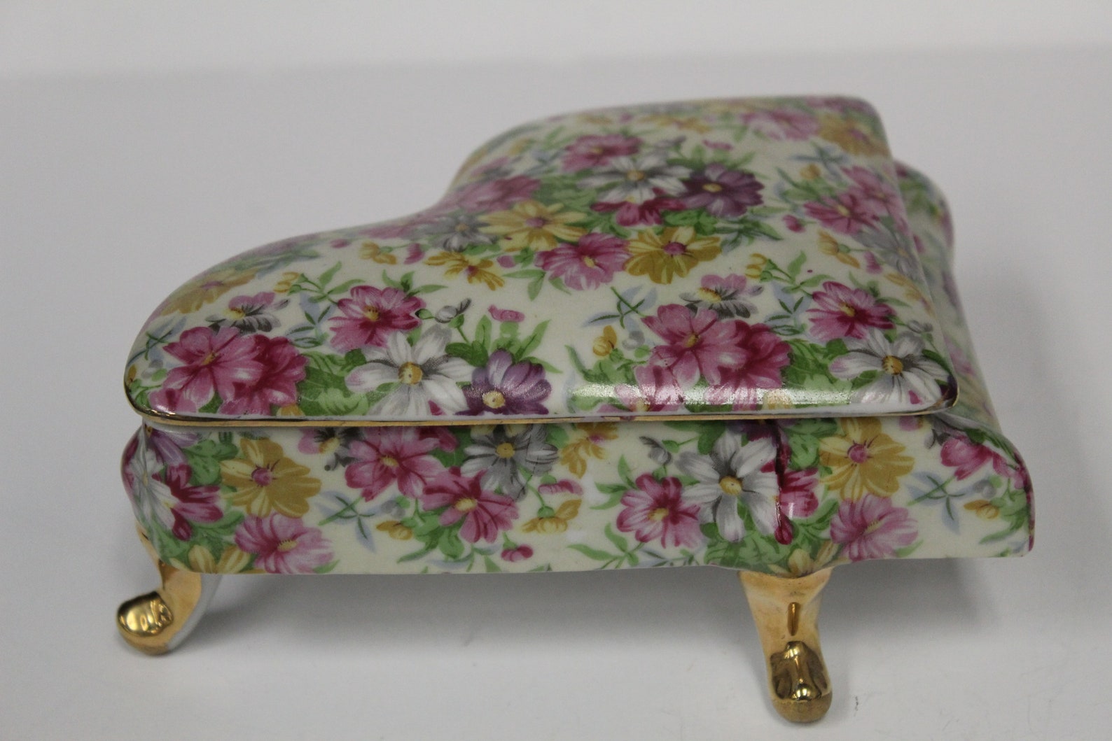 Vintage Chintz Floral Grand Piano Porcelain Trinket Box E266 - Etsy