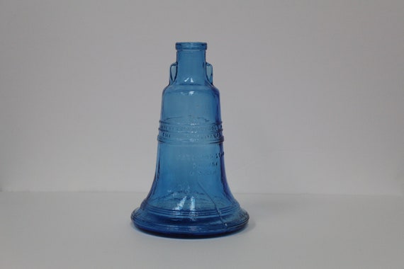 Vintage Liberty Bell Shape Liquor Bottle Blue V2117 | Etsy