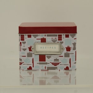 Vintage Kitchen Motif Red Top Tin Recipe Box (V10080) - Etsy