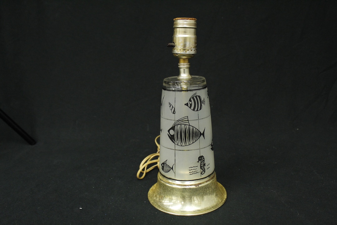 Vintage Seahorse Frosted Glass Fish Lamp With Metal Base (V7042) - Etsy