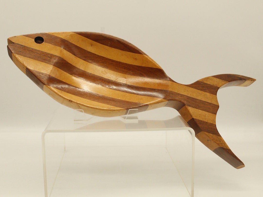 Vintage Large Wooden Fish With Bowl in Center (S197) - Etsy