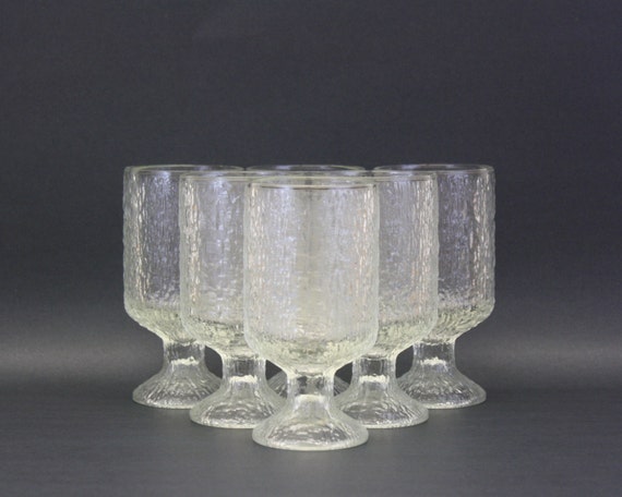 Vintage Indiana Glass 'crystal Ice' Textured Goblets | Etsy