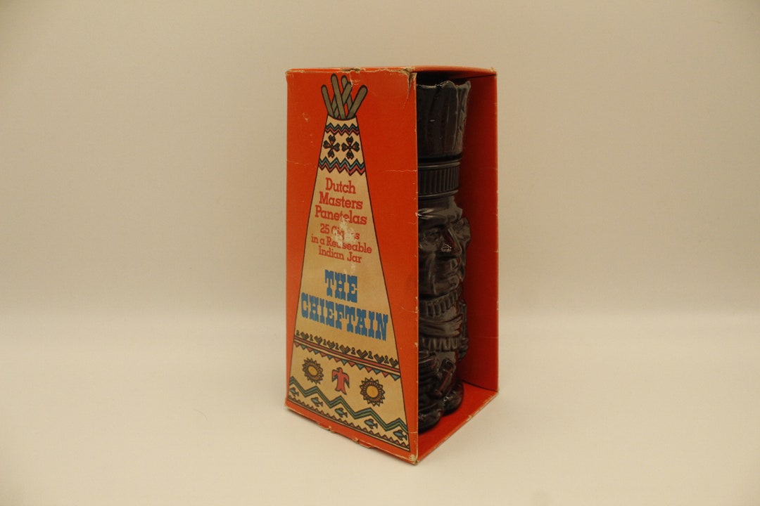 Vintage Advertising Dutch Masters 'the Chieftain' Glass Indian Jar ...