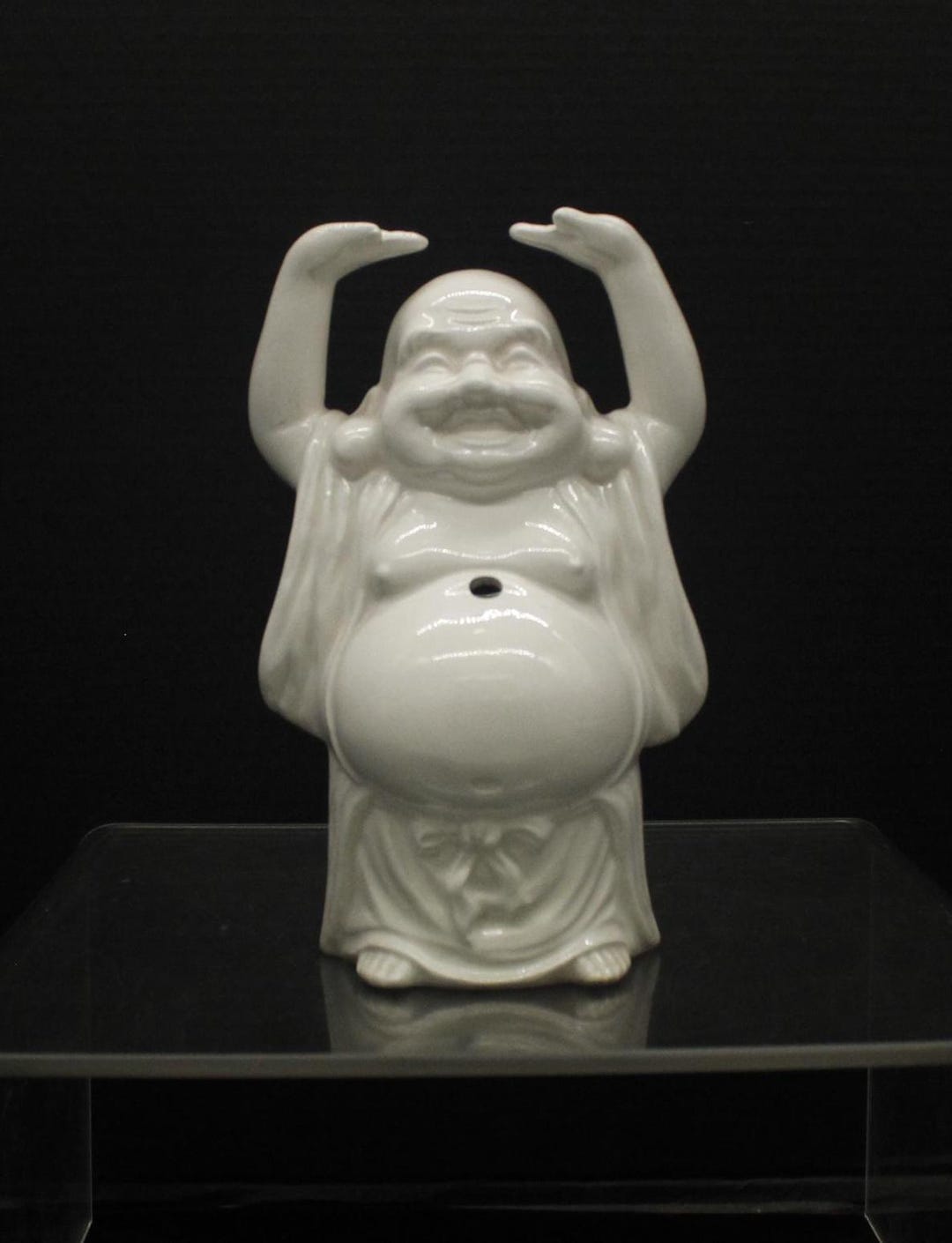 Vintage Embossed Tiki Buddha Benihana Tokyo White Ceramic Drink Holder ...
