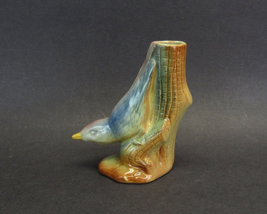 Vintage Blue Bird in Tree Figural Ceramic Bud Vase (E10594) - Etsy