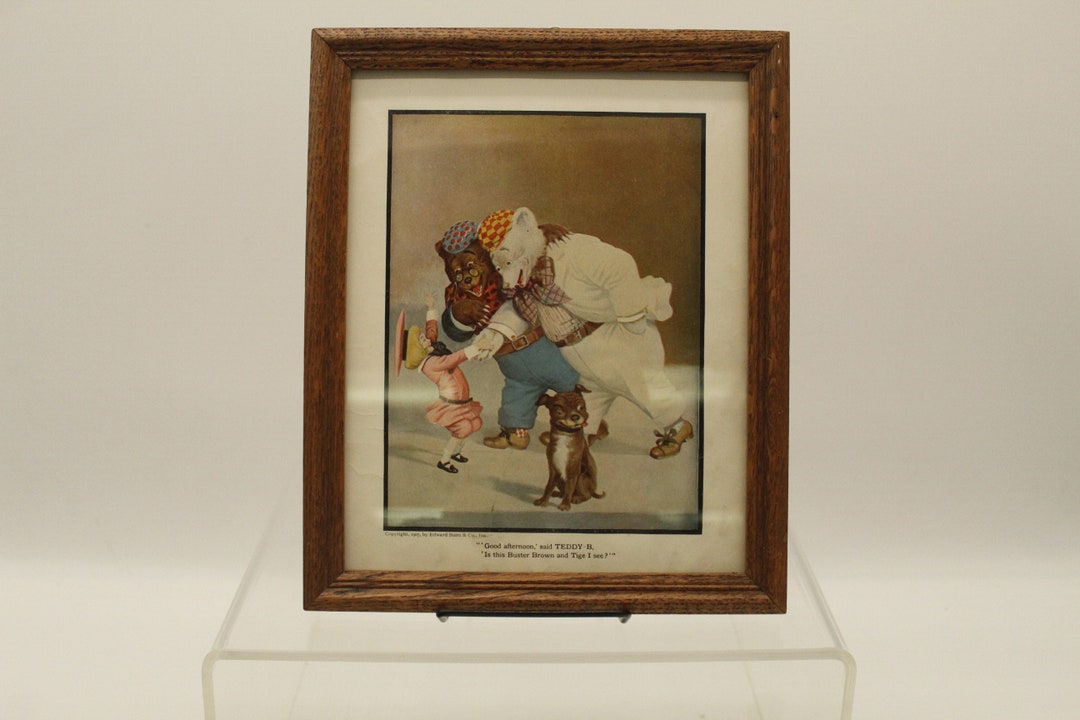 Vintage Roosevelt Teddy Buster Framed 1907 Book Page of Roosevelt Bears ...