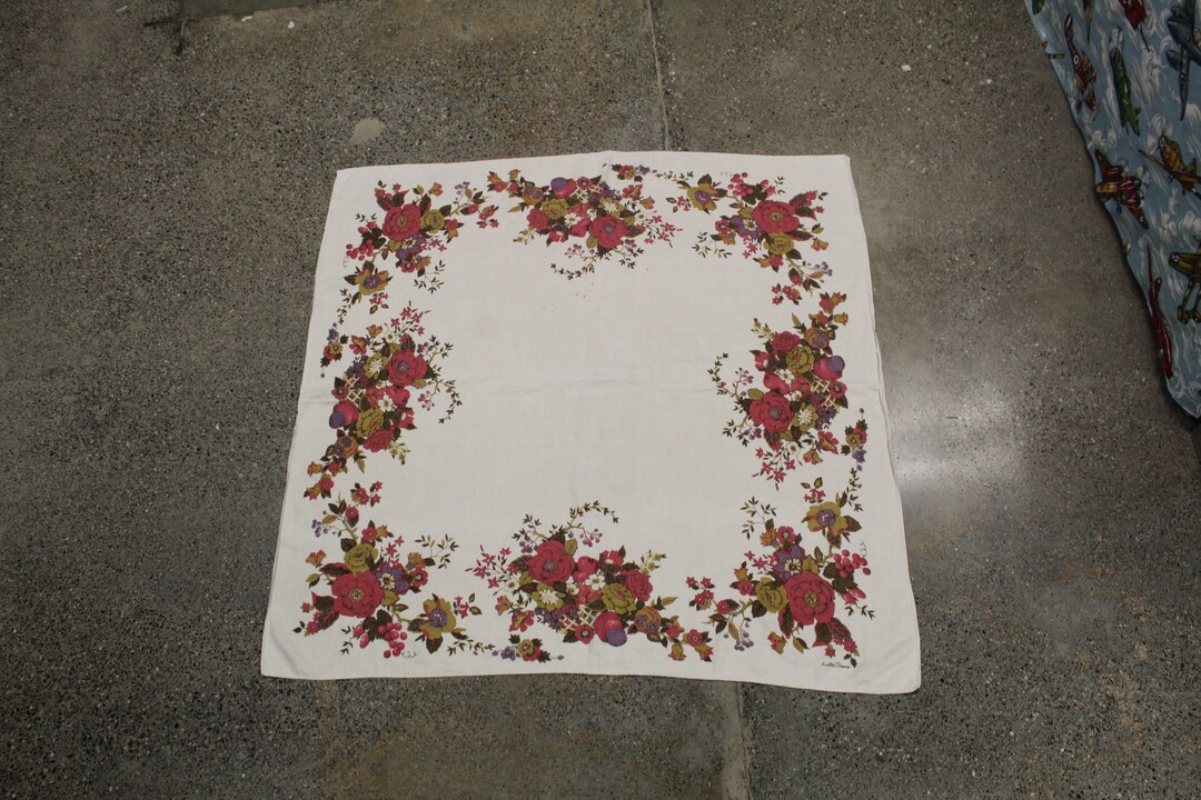 Vintage 1960's Luther Travis Stamped Floral Design Tan Rectangular ...