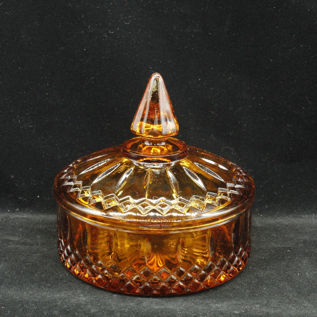Vintage Amber Glass Candy Dish Finial Lid (V7508) - Etsy