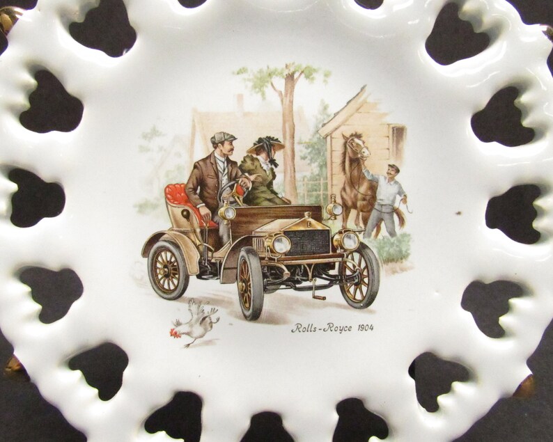 Vintage Antique Car Pierced Edge Decorative Plates Set of 2 | Etsy