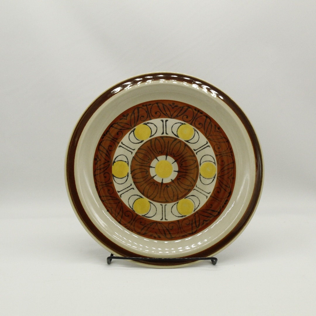 Vintage Topaz Sunburst Hand Painted Stoneware 10.5” Dinner Plate (V7207 ...