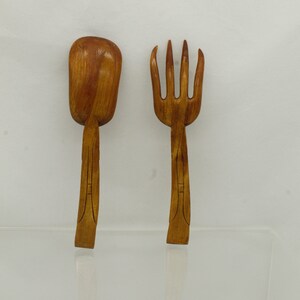 Vintage Bearded Man's Face Hand Carved Wooden Small Serving Set Spoon ...
