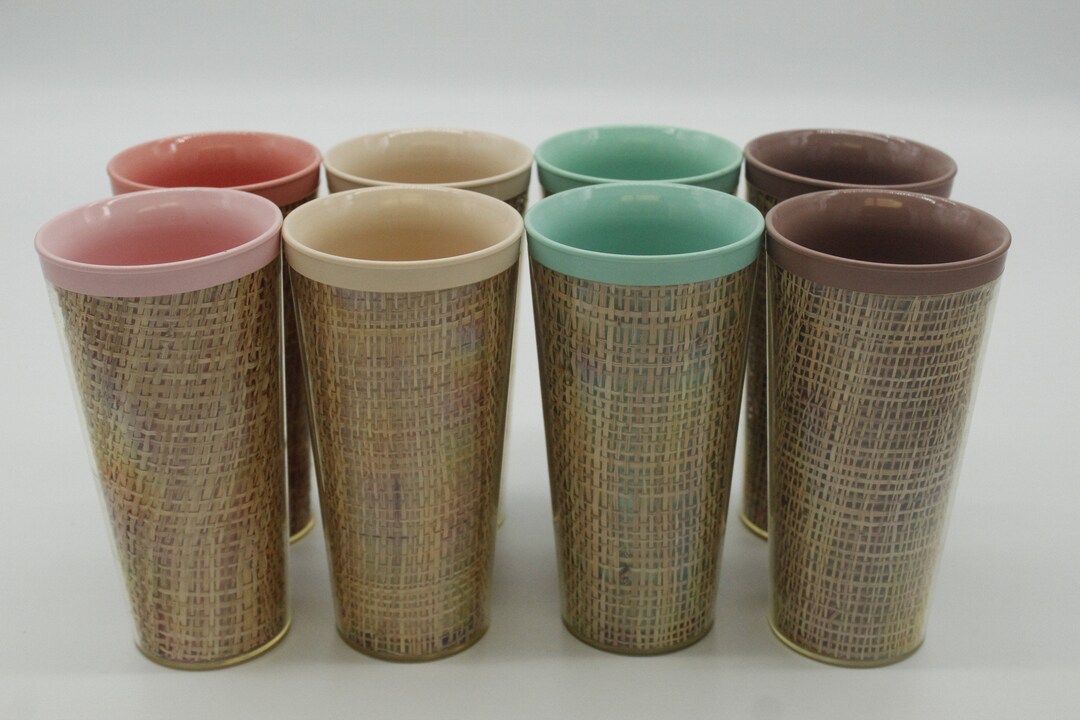 Vintage Thermo Tumblers Raffiaware Set of Eight (V8949) - Etsy