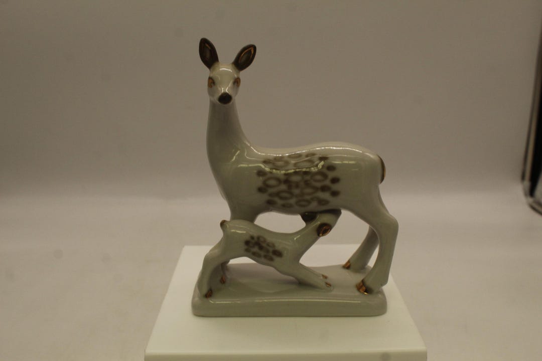 Vintage Polonne Soviet Ukranian Mama Deer and Baby Fawn Ceramic ...