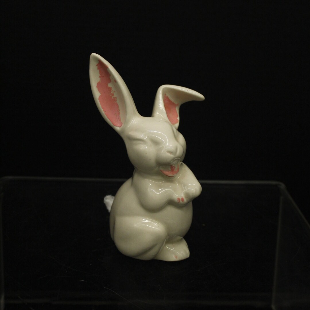 Vintage Ceramic 1940's Rabbit With Pink Ears Figurine (S103) - Etsy