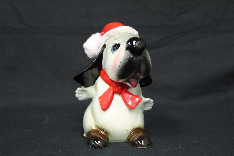 Vintage Norcrest Christmas Dog Penny Bank in Santa Hat & Scarf (V712 ...