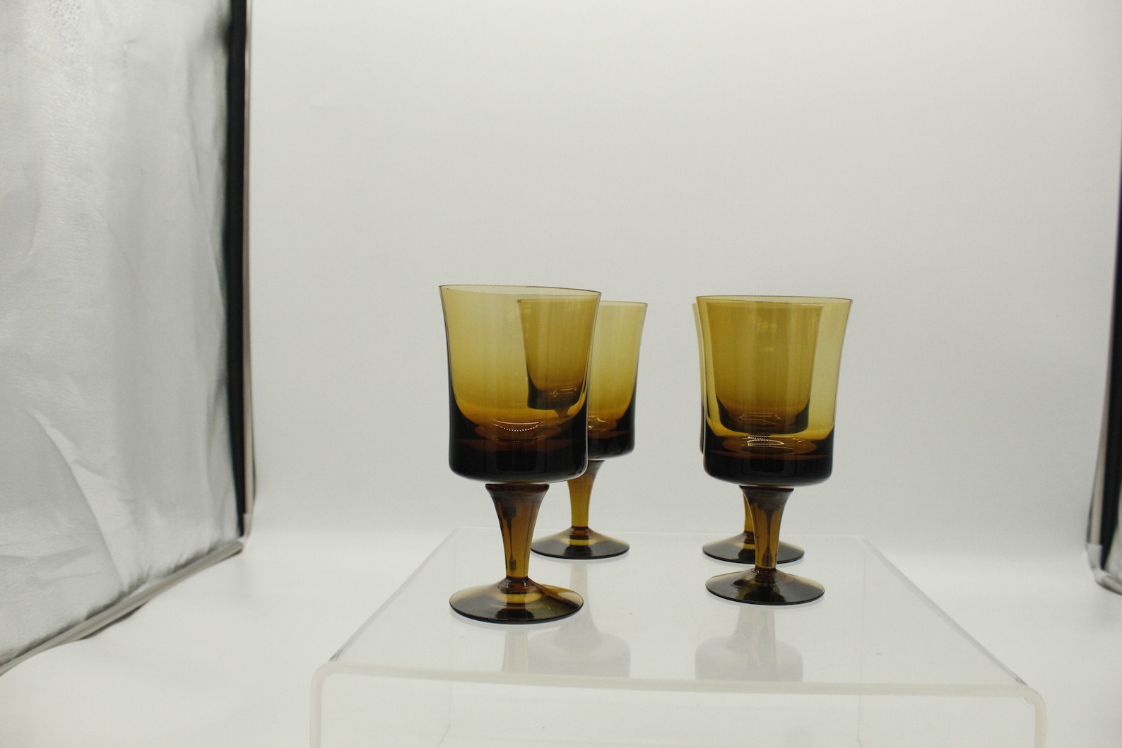 Vintage Brown Flared Wine Glasses Denby Arabesque Amber Set of Four ...