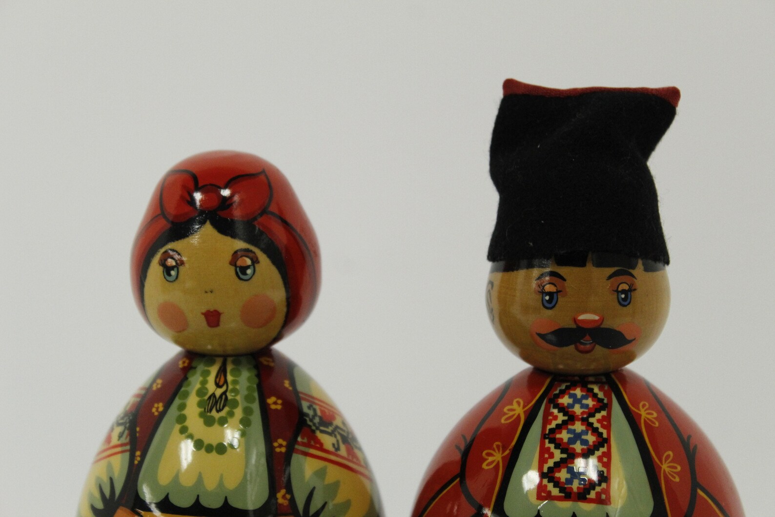Vintage Ukrainian Soviet Era Wood Hand Painted Figurines Set of Two ...