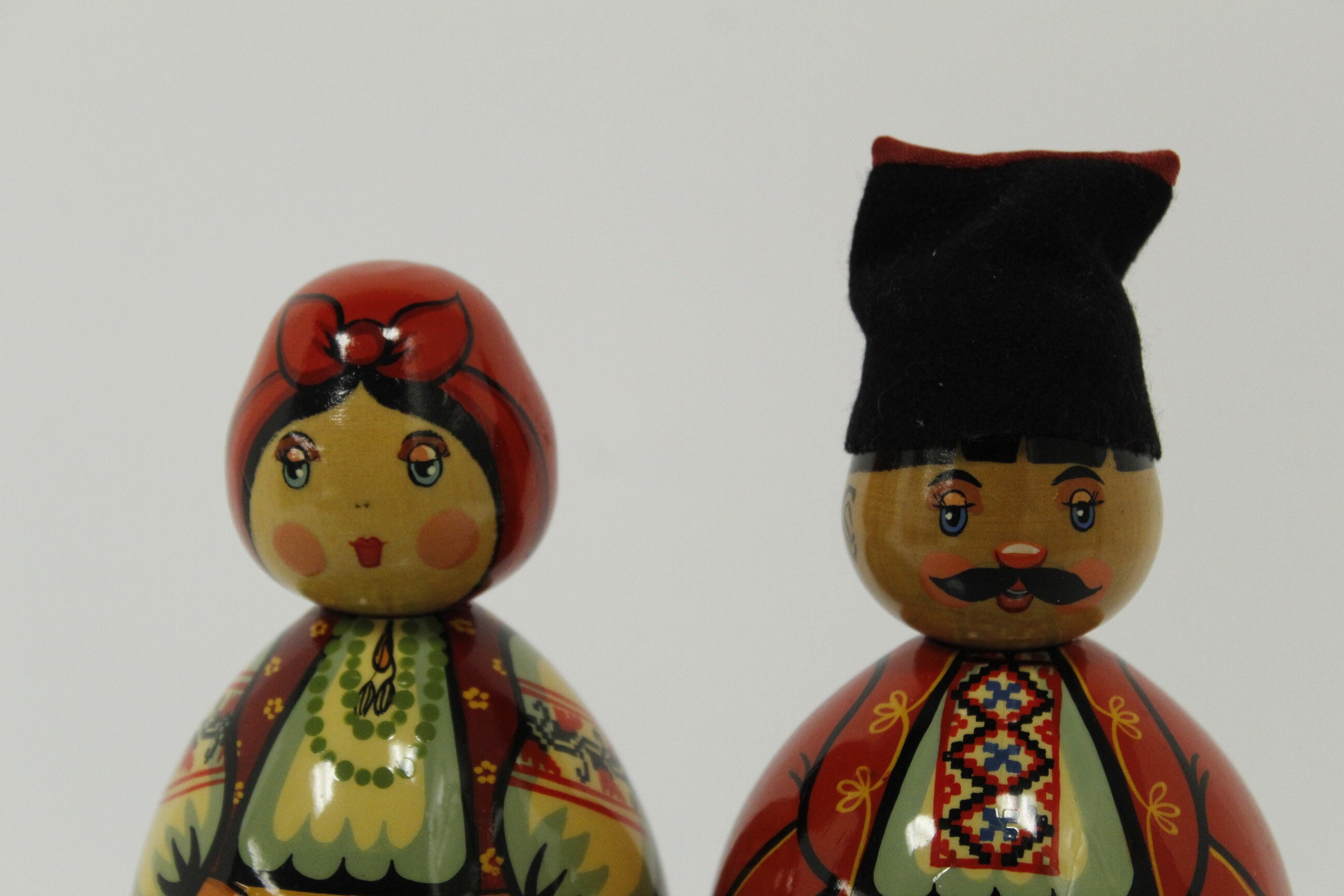 Vintage Ukrainian Soviet Era Wood Hand Painted Figurines Set of Two ...