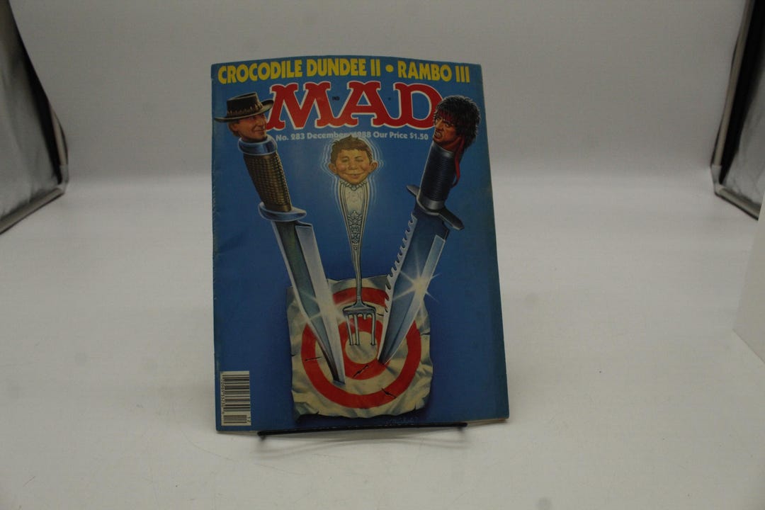 Vintage December 1988 Mad Magazine Alfred E Neuman Dundee II and Rambo ...