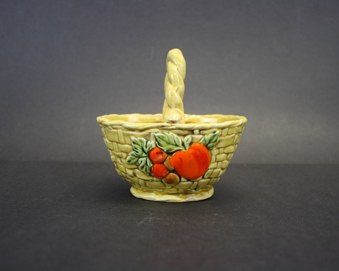 Vintage Lefton Yellow Basket Weave Ceramic Basket (E9203) - Etsy